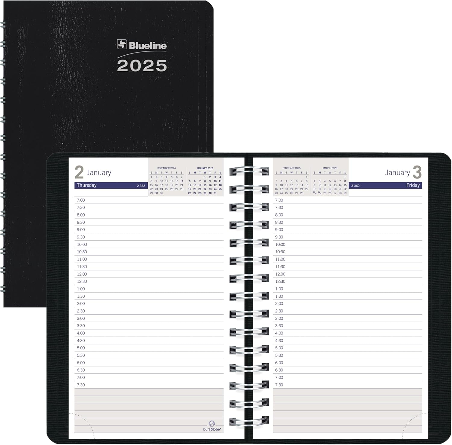 Amazon.com : Blueline® 2025 DuraGlobe™ Daily Appointment Book, 12 ...