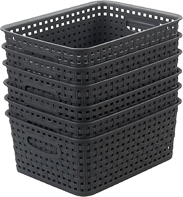 Amazon.com: Kiddream Plastic Weave Storage Basket, 6-pack Grey ...