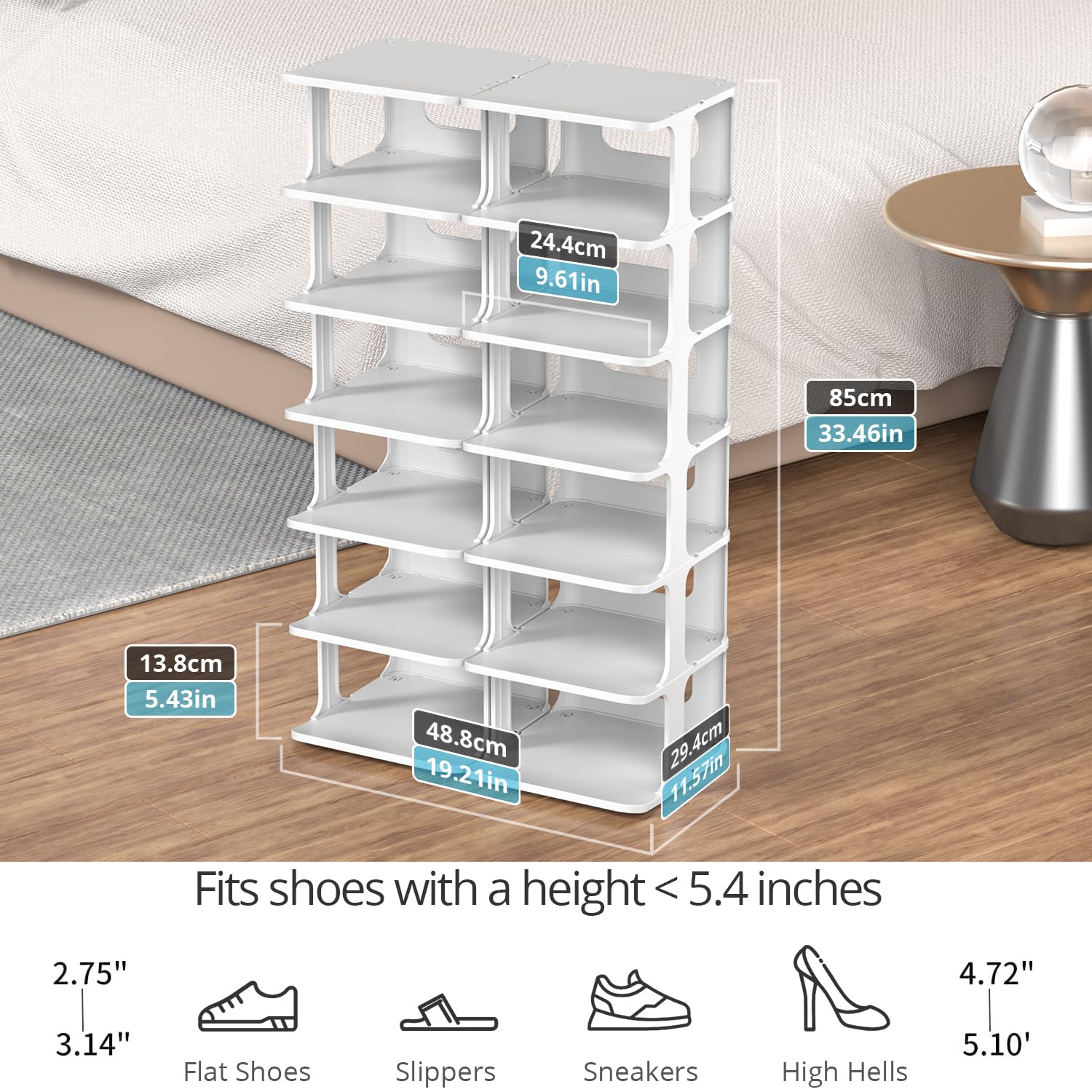Womens Stackable Shoe Rack ABOUT SPACE Sneaker Box 6 Tier Shoe Rack