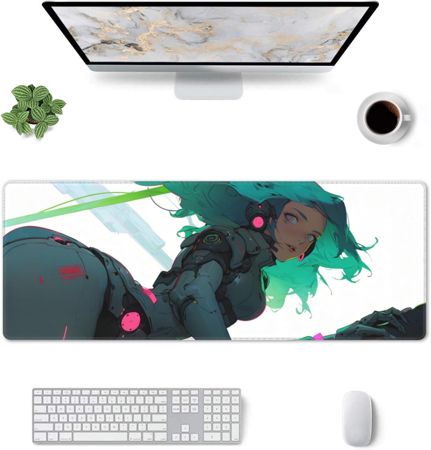 Amazon.com: ProbTis Japanese Cyberpunk Mouse Pad, Large Cyber Girl Desk ...