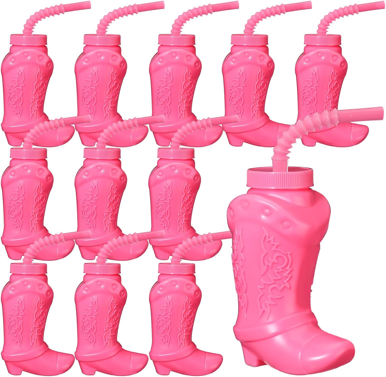 Amazon.com: Hoolerry 10 oz Plastic Cowboy Boot Cups with Straws and ...