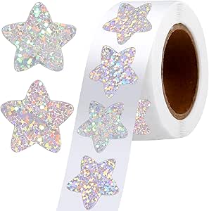600Pcs Holographic Silver Star Stickers, Sparkly Foil Small Star ...