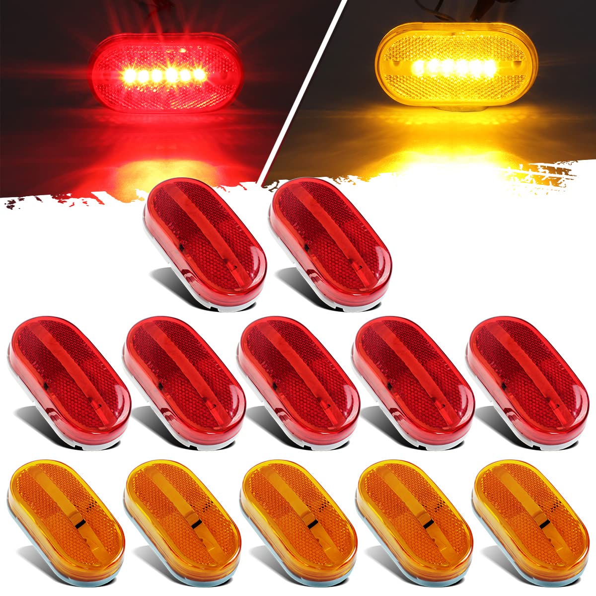 Amazon.com: Partsam 12Pcs 4 Inch Trailer Rectangular Led Side Marker ...