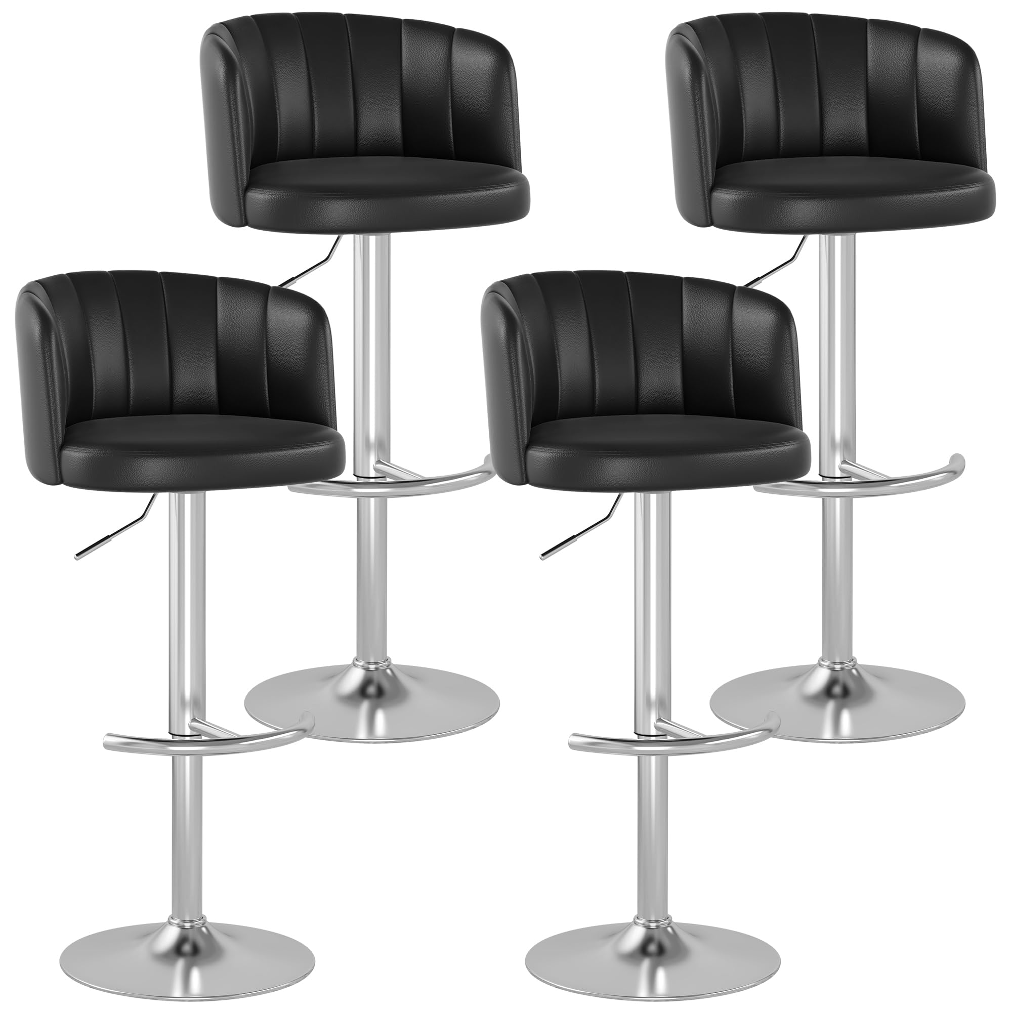Amazon.com: HENGJIANYI PU Leather Swivel Bar Stools Set of 4, Modern ...