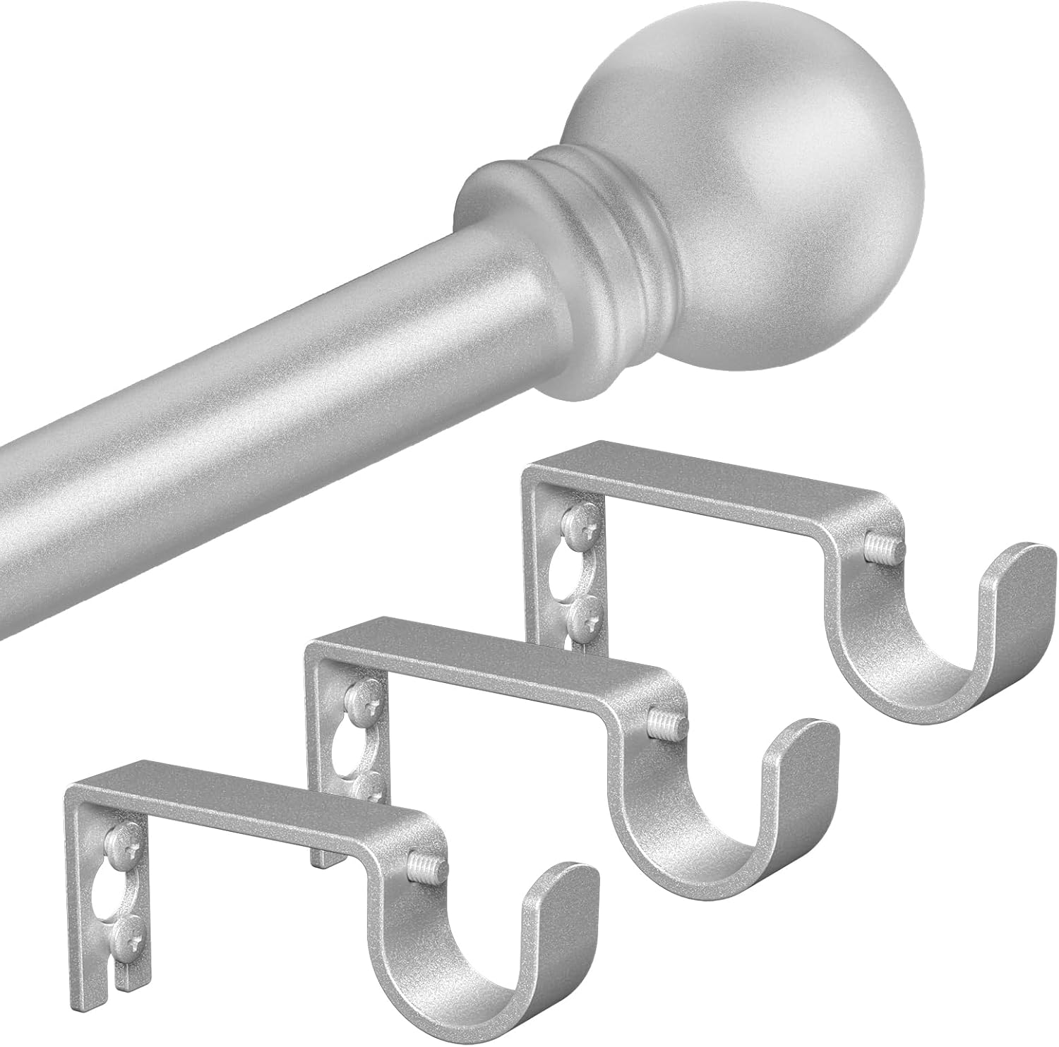 Amazon.com: Authandis Silver Curtain Rods for Bedroom with Brackets,5/8 ...