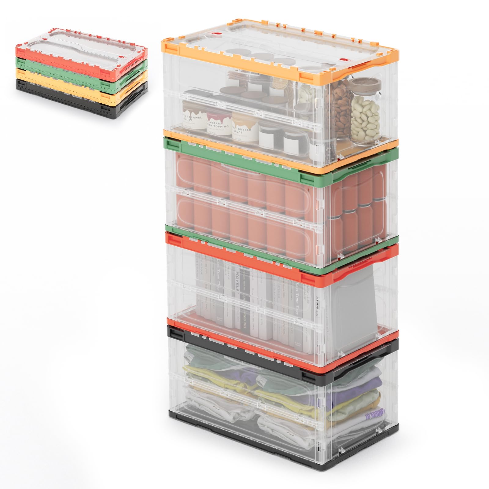 Amazon.com - DORTALA 4 Packs 75L Collapsible Storage Bins with Lids, Stackable Utility Crate ...