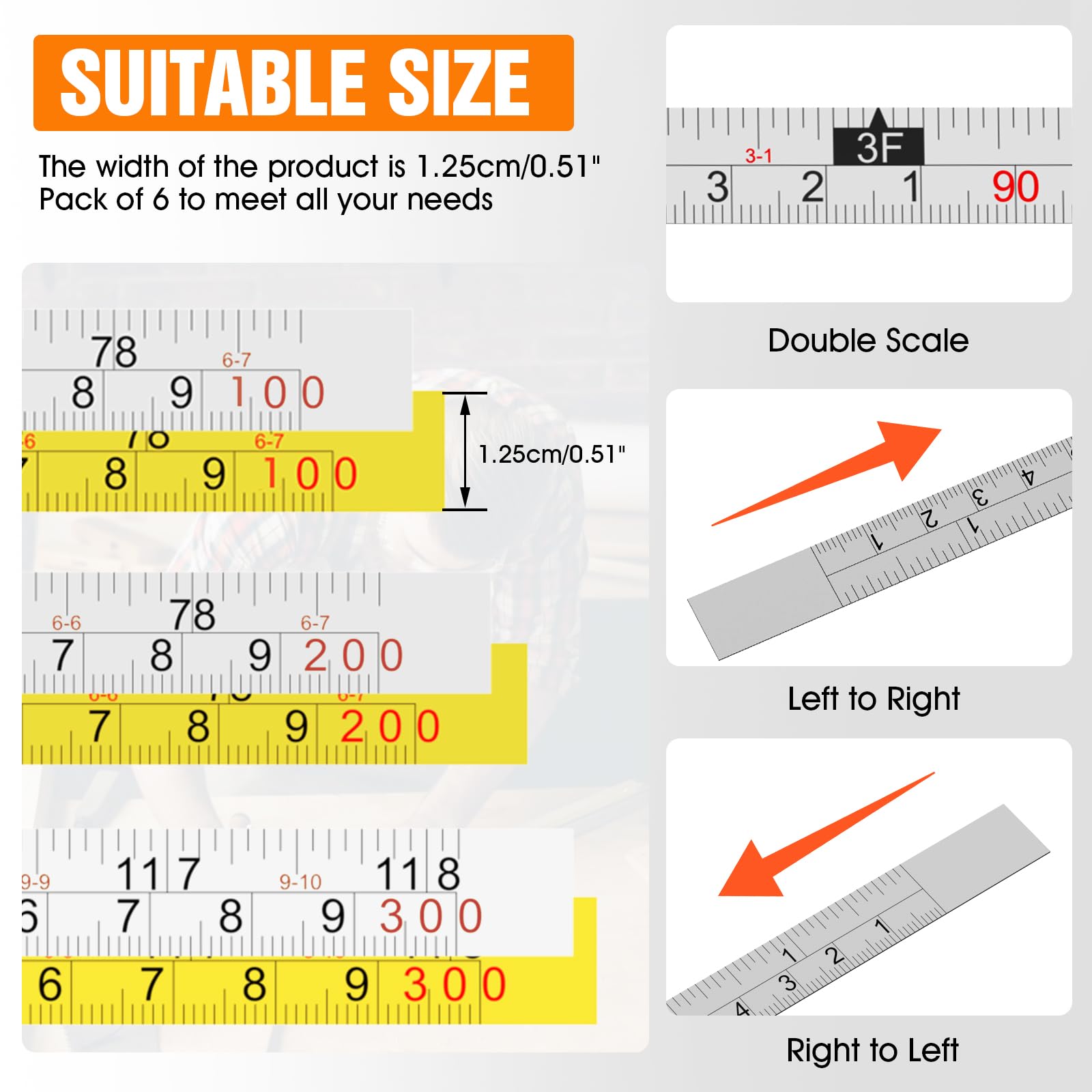 Snapklik.com : Pisman Self Adhesive Measure Tape, Left To Right ...