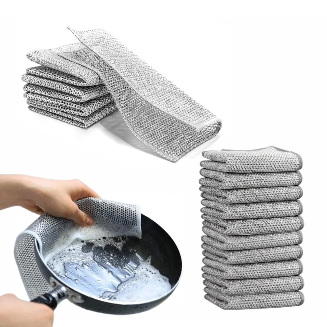 ORBY Multipurpose Wire Dishwashing Rags (Pack of 10) | Stainless-Steel ...