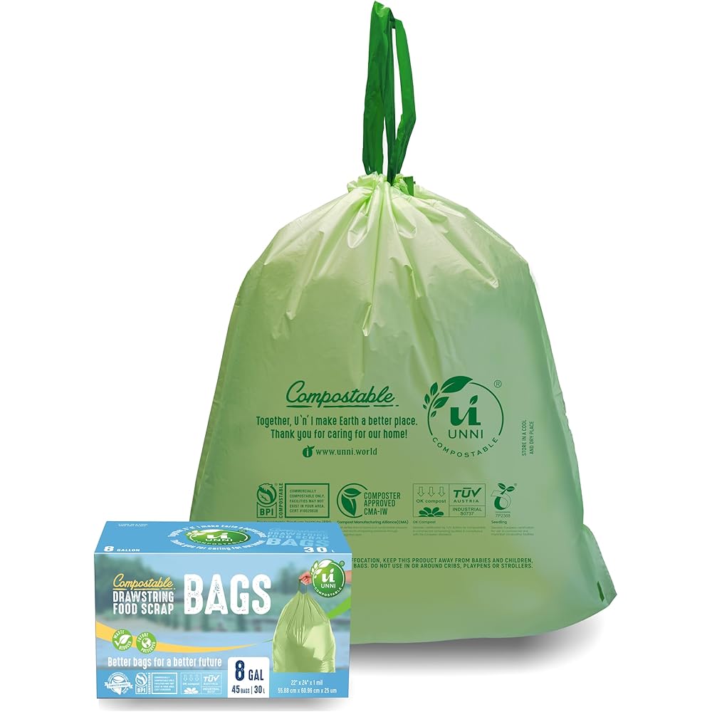 $5/mo - Finance UNNI Compostable Drawstring Bags, 6-8 Gallon, 23-30 ...