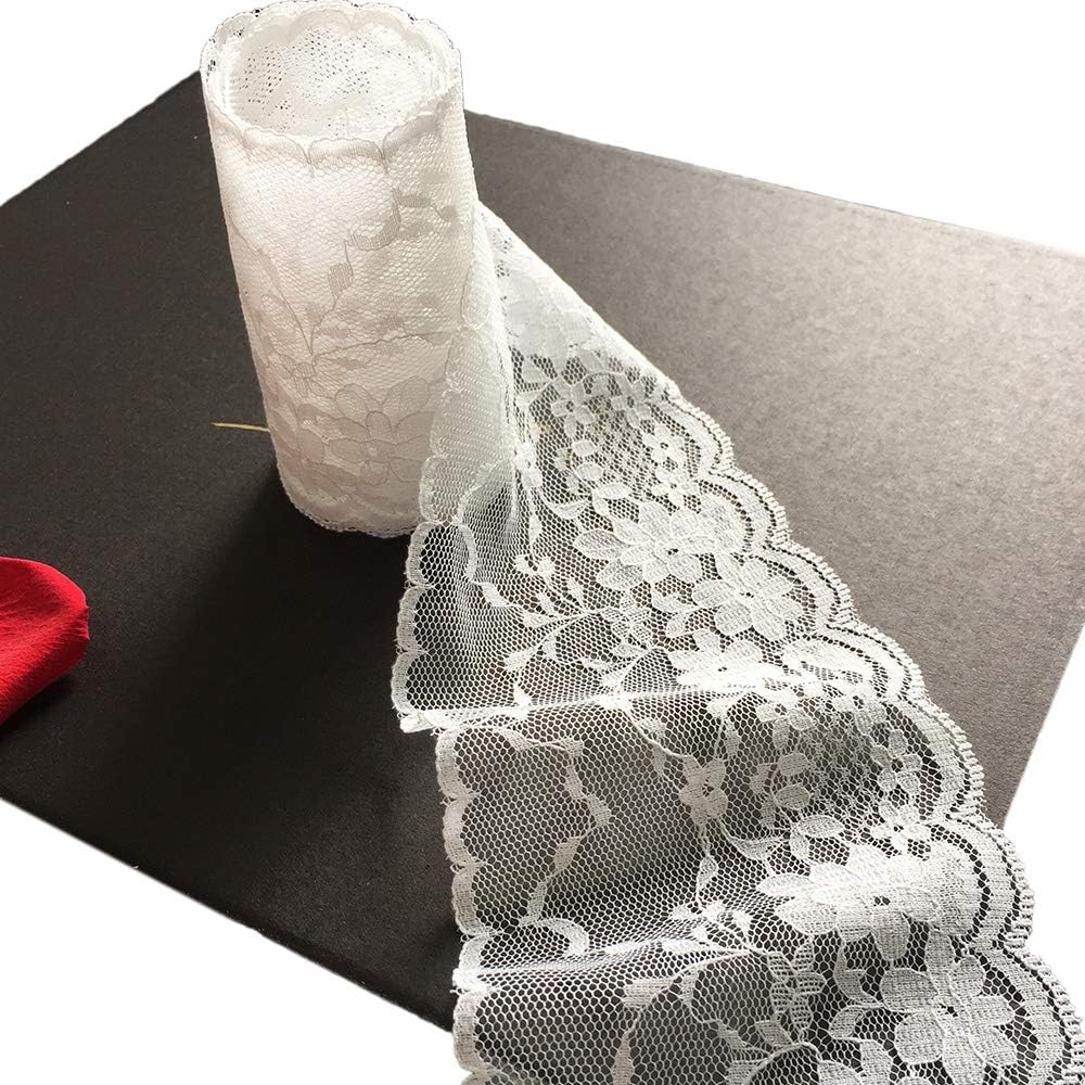 Amazon.com: LaceRealm 3.5 Inch Wide White Lace Trim Ribbon with Floral ...