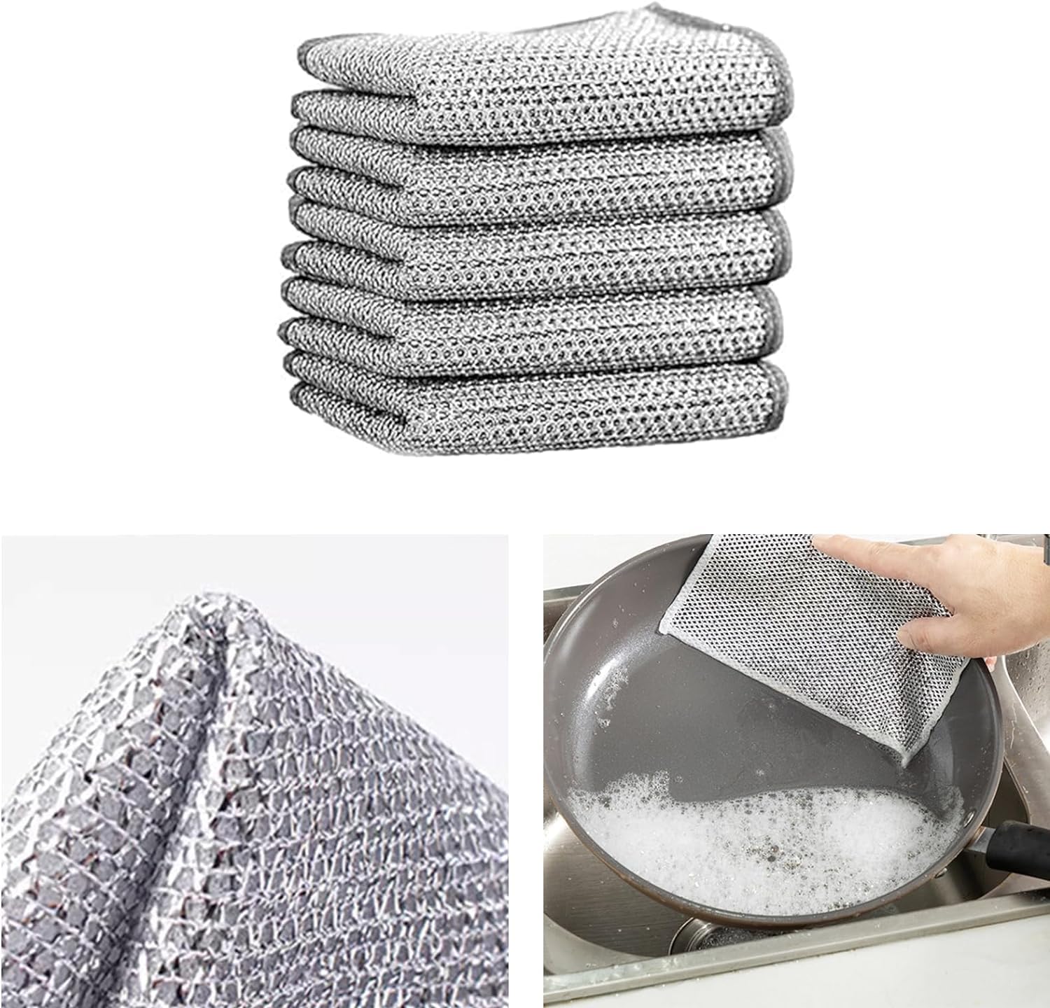 NAREVAL Dish Washer Cloth | Wire Dishwashing Rags for Wet and Dry Non ...