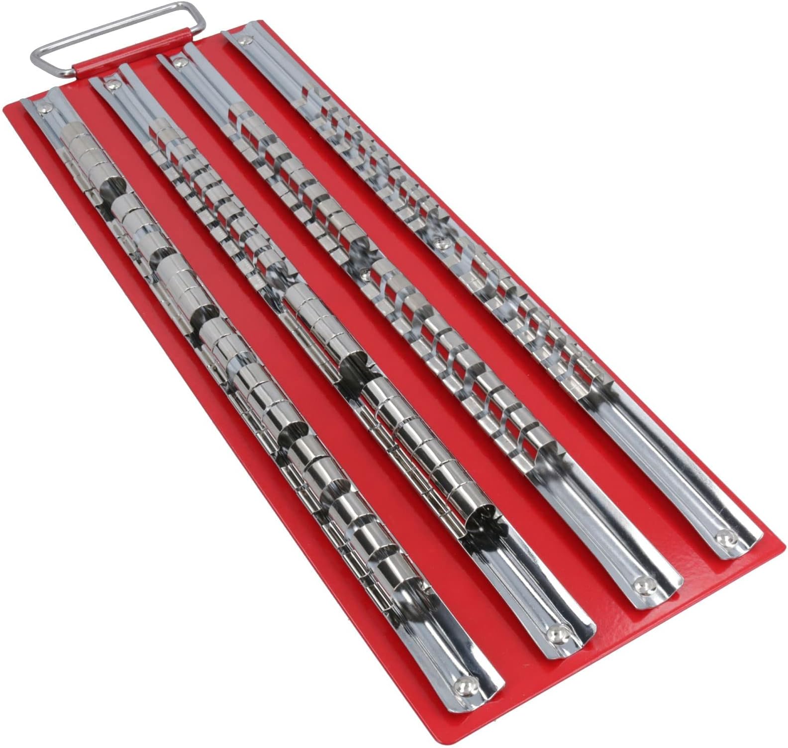 Toolzone 6pc Socket Rail Set 2 x1/4'' 2 x3/8' 2x1/2'' Organiser Storage ...