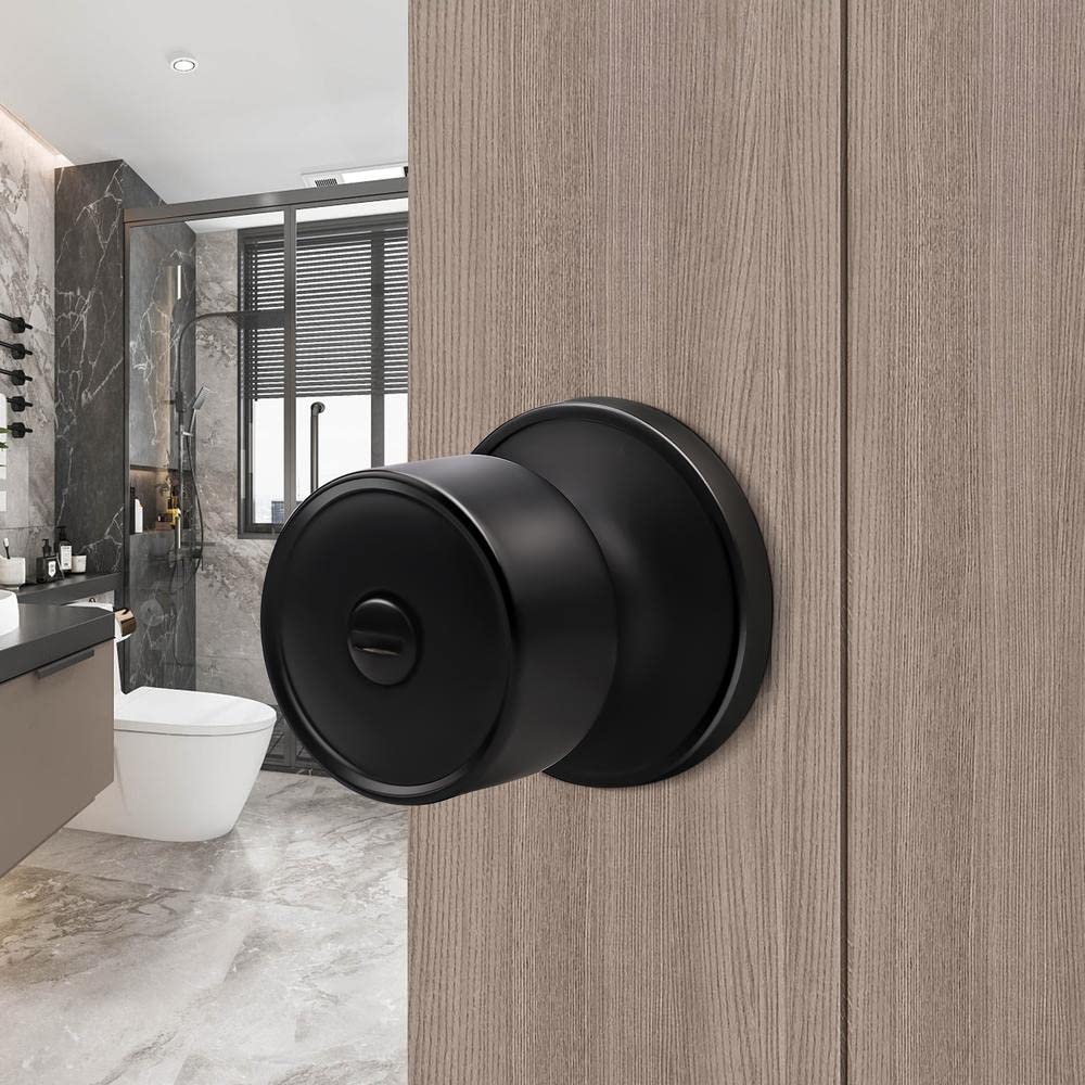 Snapklik.com : Gobrico Matte Black Privacy Door Knob Keyless Round ...