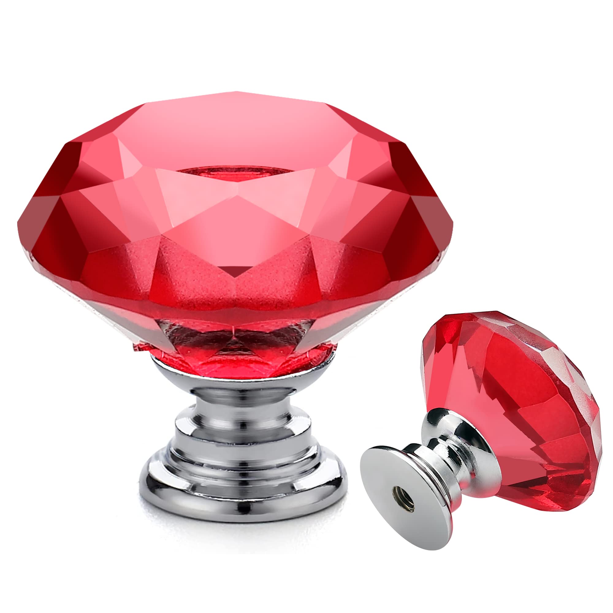 Ravinte 10 Pack Red Crystal Knobs for Dresser Drawers Glass Cabinet ...