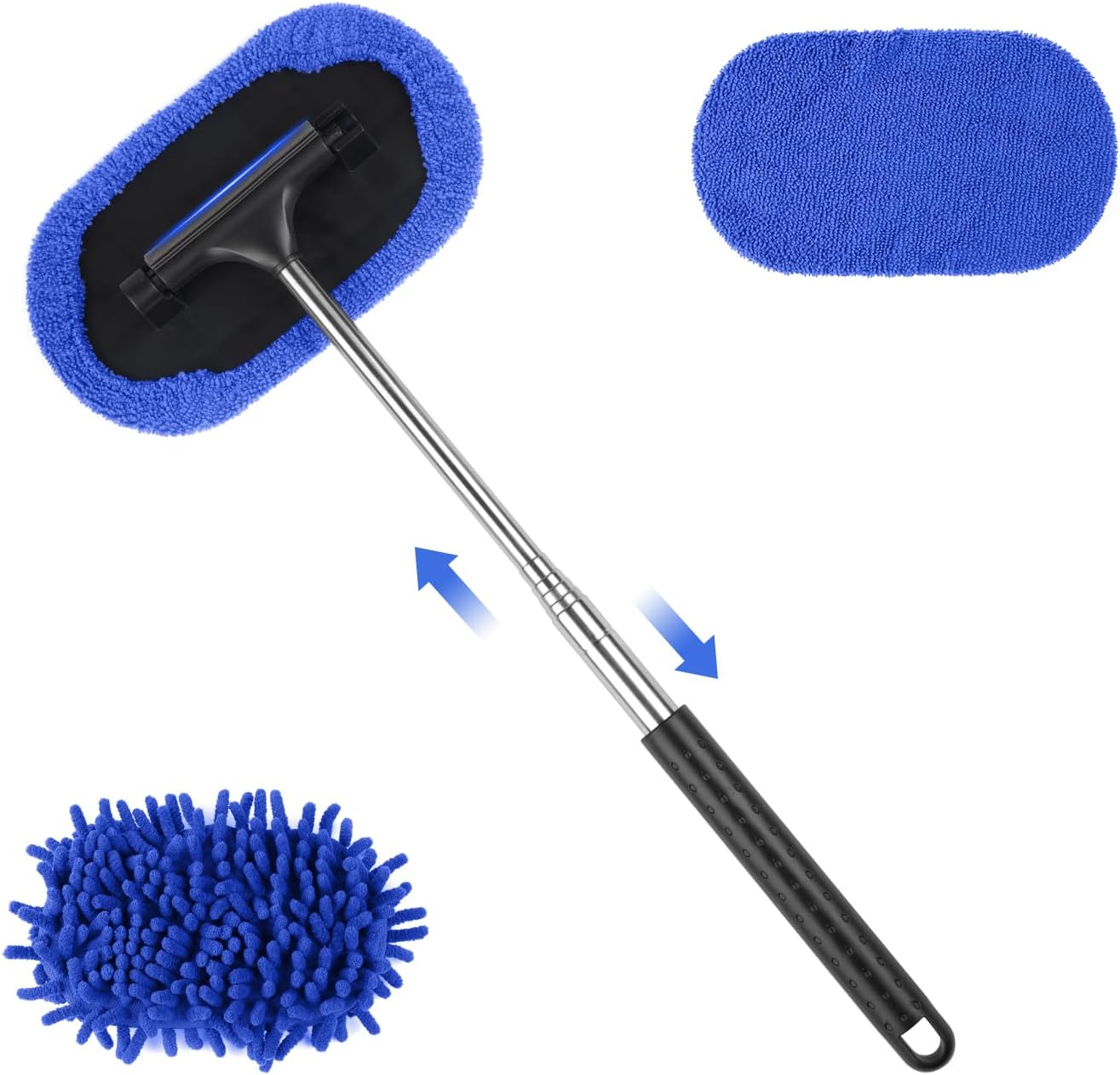 40'' Extendable Windshield Cleaner, 2 in 1 Microfiber & Scrapers for ...