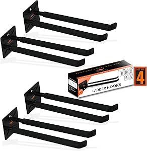 ALWORG Ladder Hangers Set of 4 for Garage Wall - Wall Hooks Heavy Duty ...