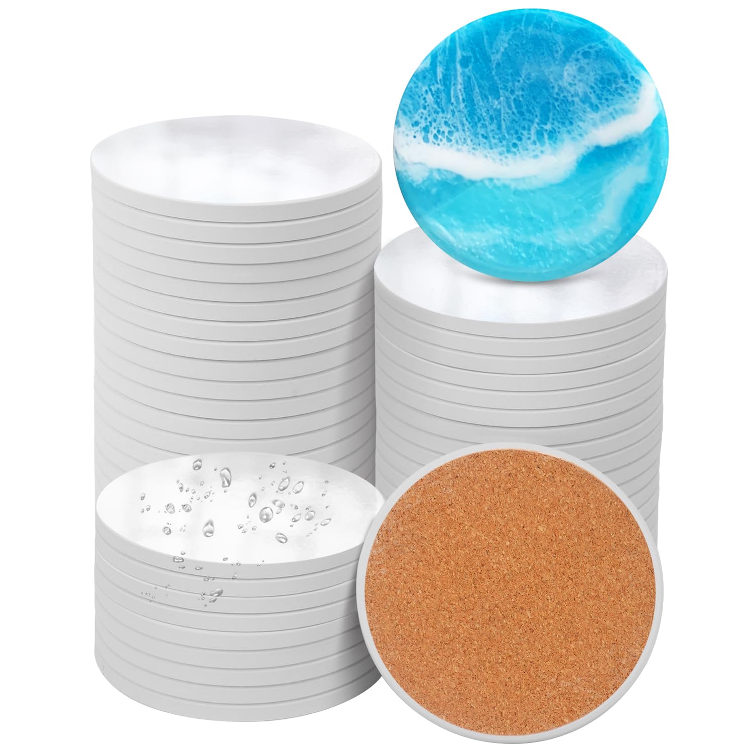 Amazon.com: kukmakri 48 PCS Sublimation Round Ceramic Coasters with ...