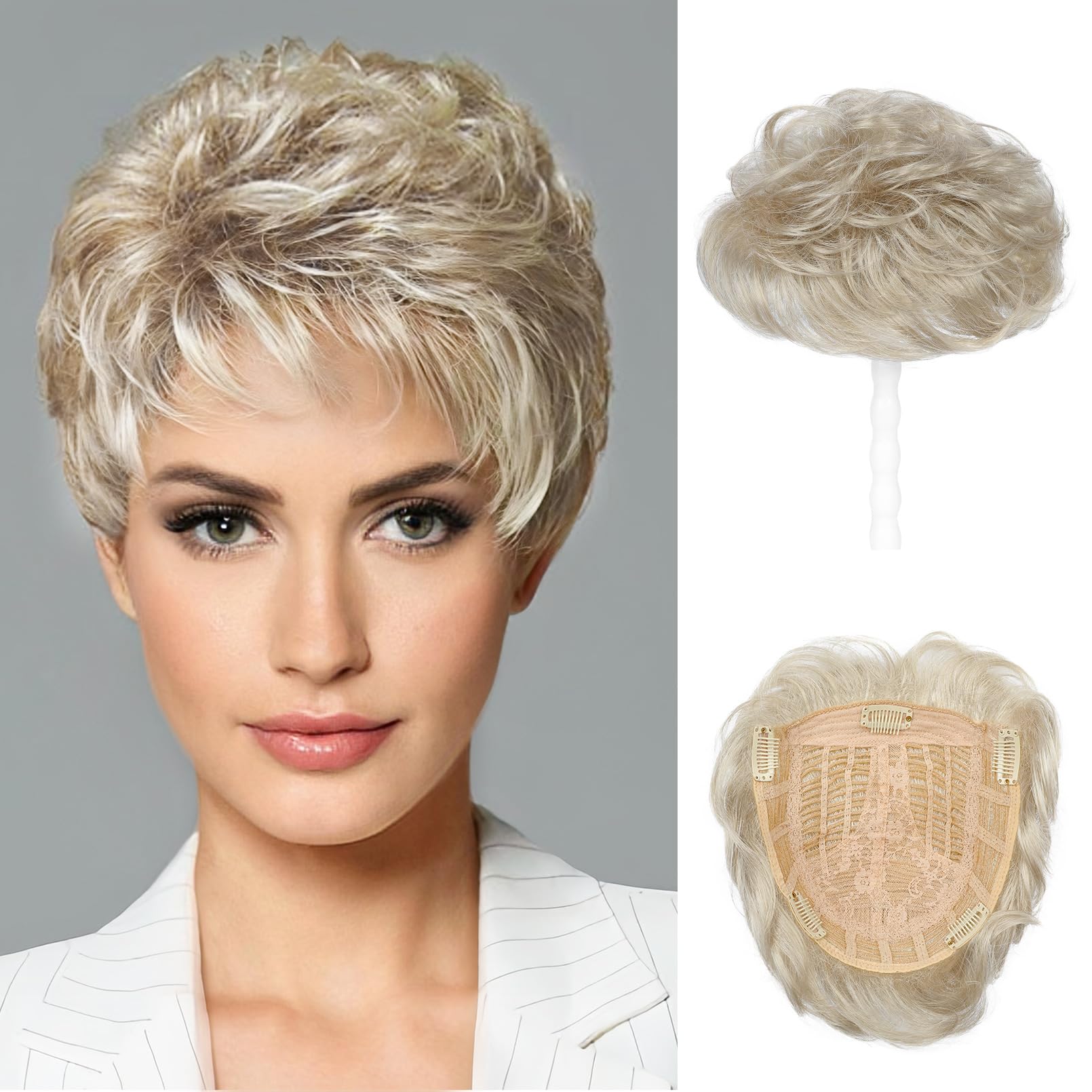 Amazon.com : REECHO Hair Topper, Short Wiglet Hair Topper for Women ...