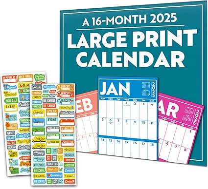 Amazon.com: Large Print Calendar 2025 - Deluxe 2025 Large Grid Mini ...