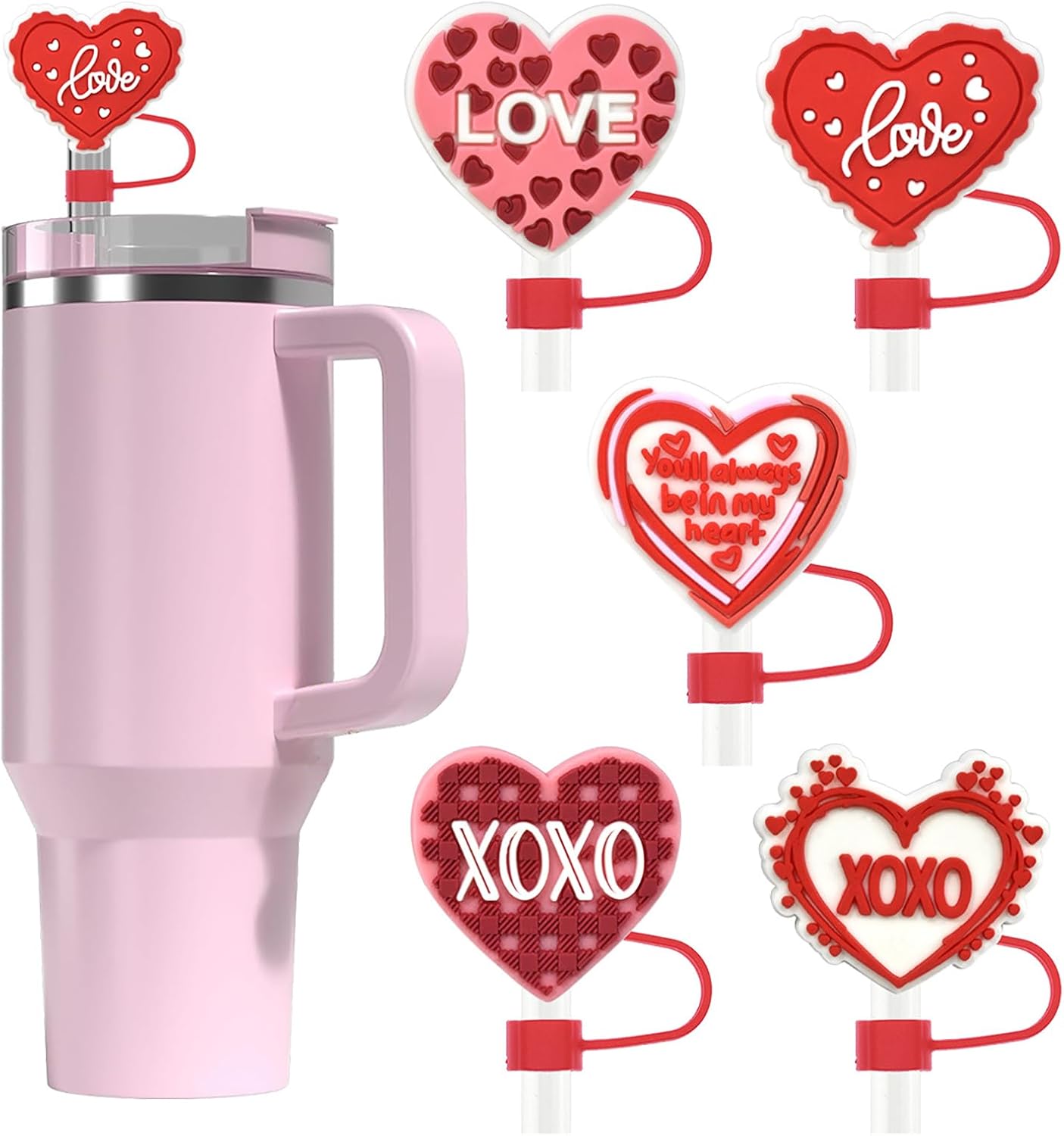 Amazon.com: CEDIDJAC 5 PCS Valentine's Day Love Straw Covers Cap for ...