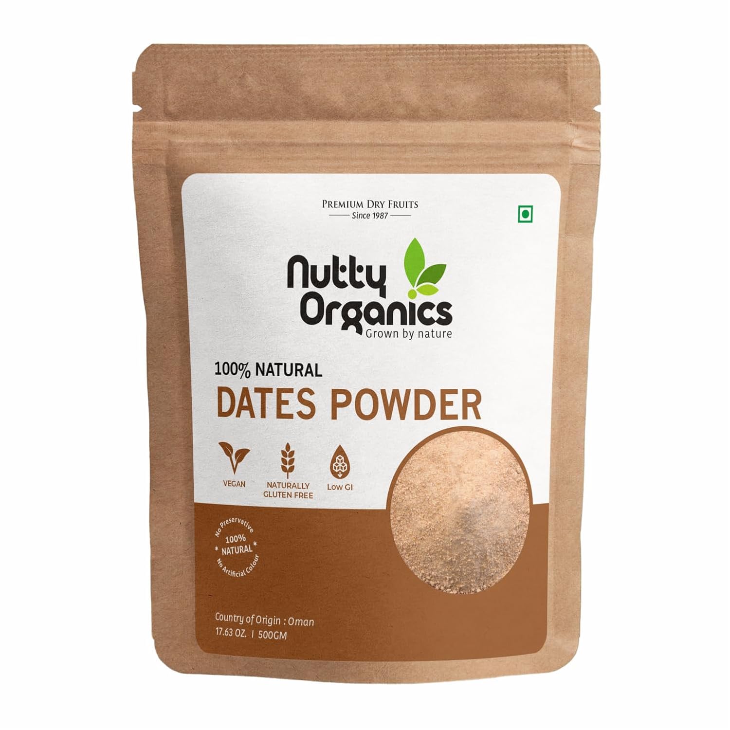 NUTTY ORGANICS Natural Dates Powder - 1KG | Fined Kharek/Dates Powder ...
