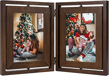 Amazon.com - Emfogo 5x7 Picture Frame Rustic Wood Hinged Folding Double ...