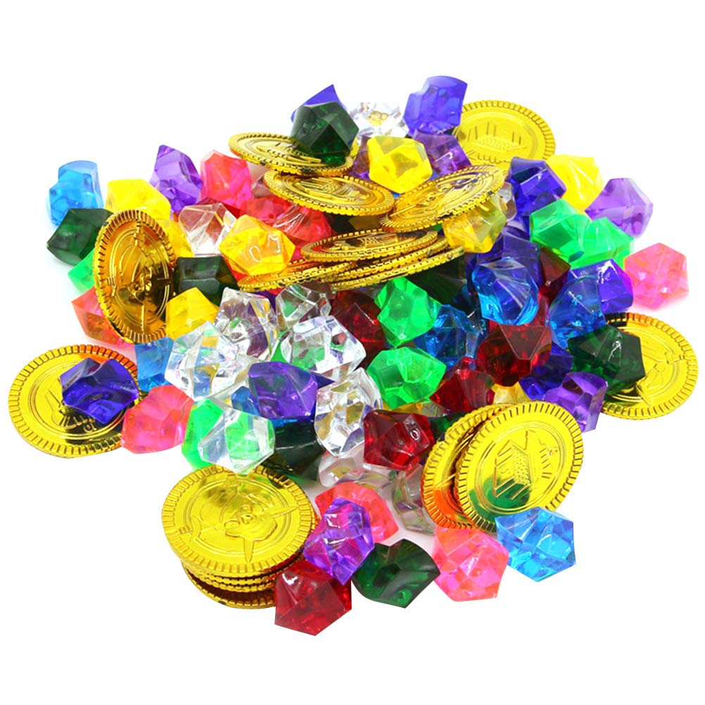 Buy STOBOK Pirate Gold Coins and Pirate Gems Set Pirate Treasure Toy ...