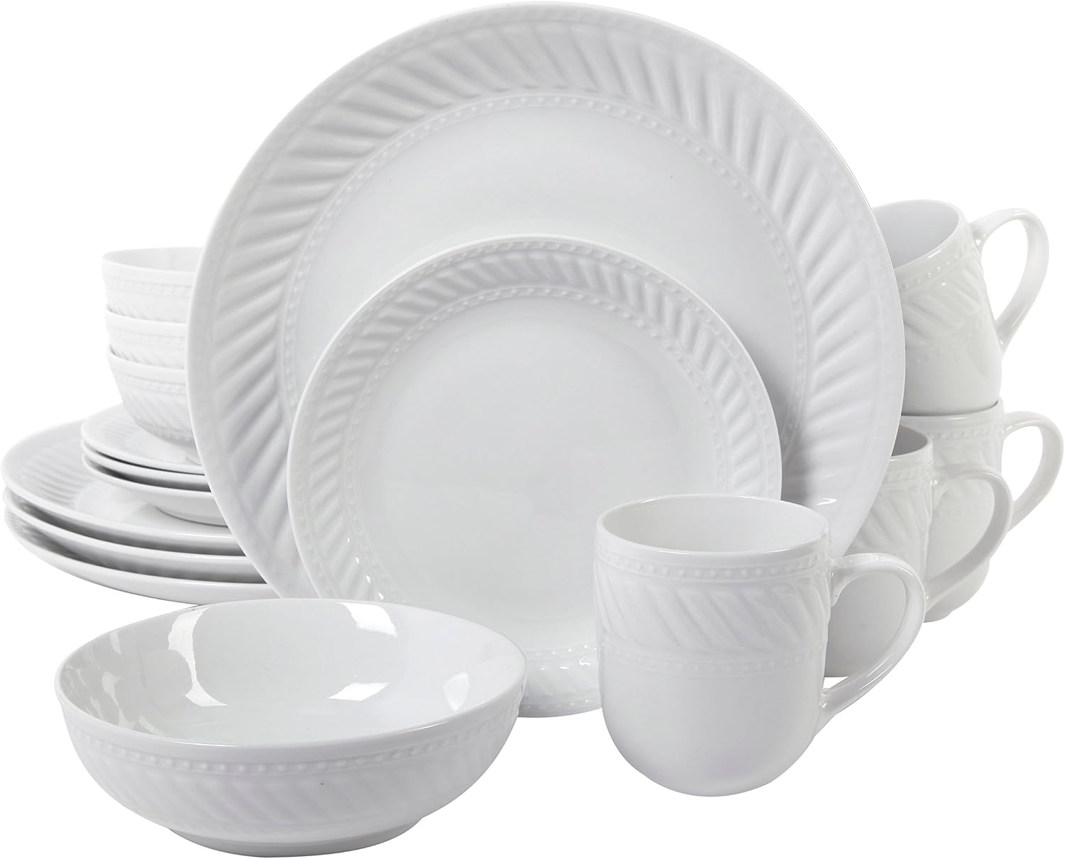 Amazon.com | Gibson Home 16 Piece Imperial Braid II Dinnerware Set ...
