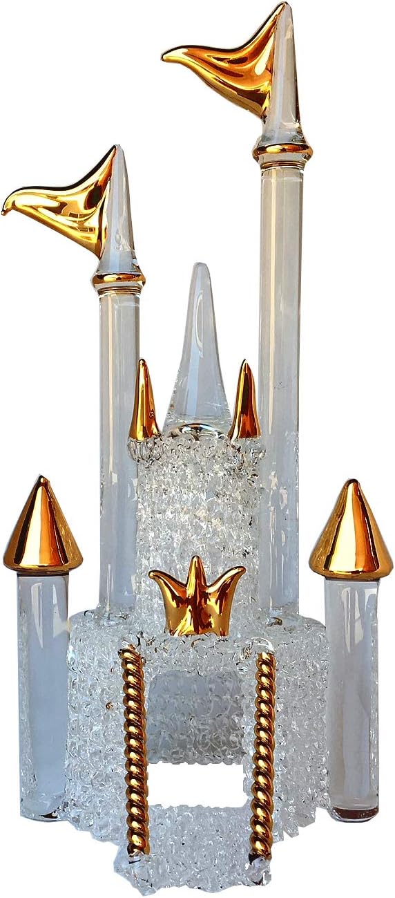 Amazon.com: Hand Blown Glass Castle Wedding Cake Topper Gold : Grocery ...