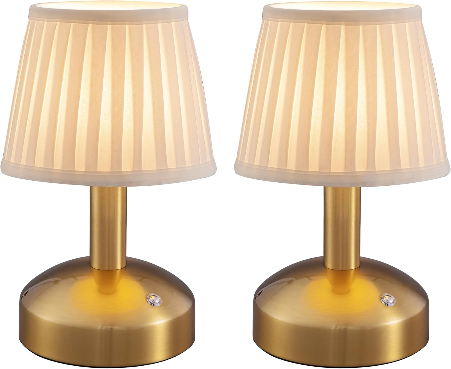 KDG Modern Cordless Small Table Lamp Set of 2, Portable LED Fabric ...