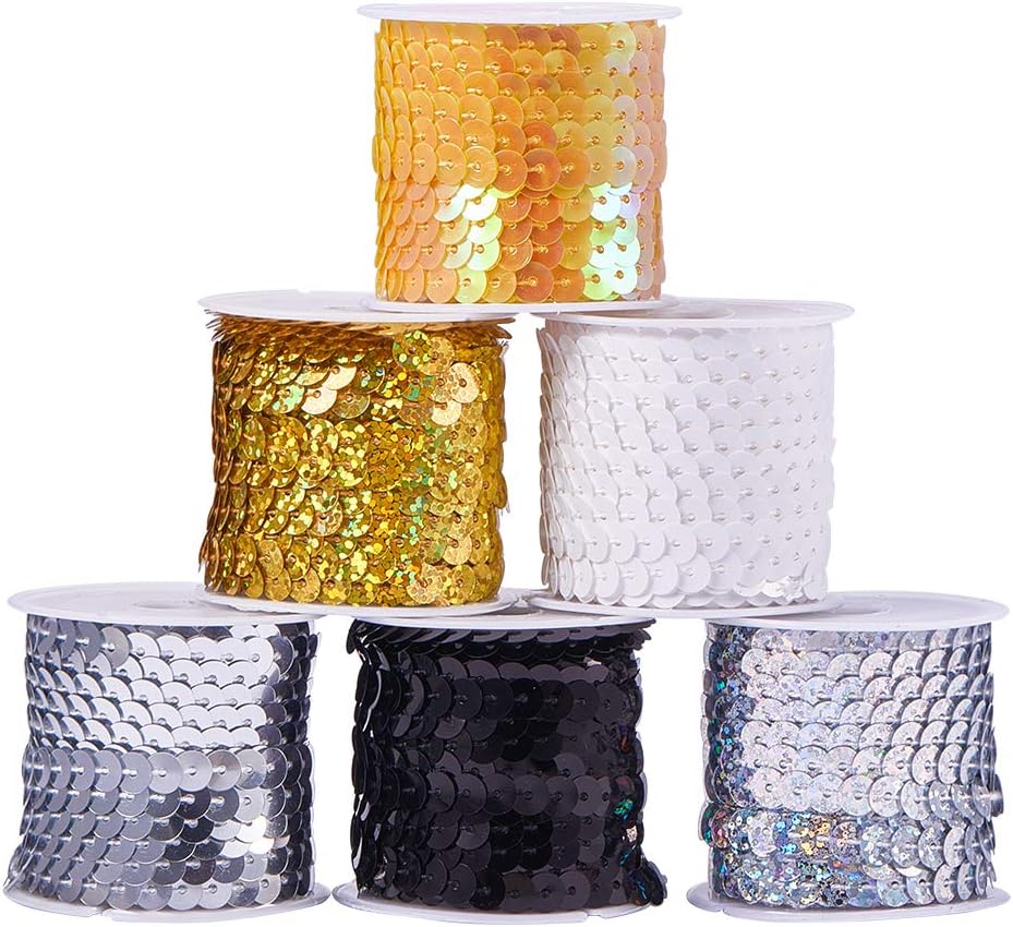 Amazon.com: 100 Yards Gold Sequin Trim 6mm Spangle Flat Sequin Strip ...