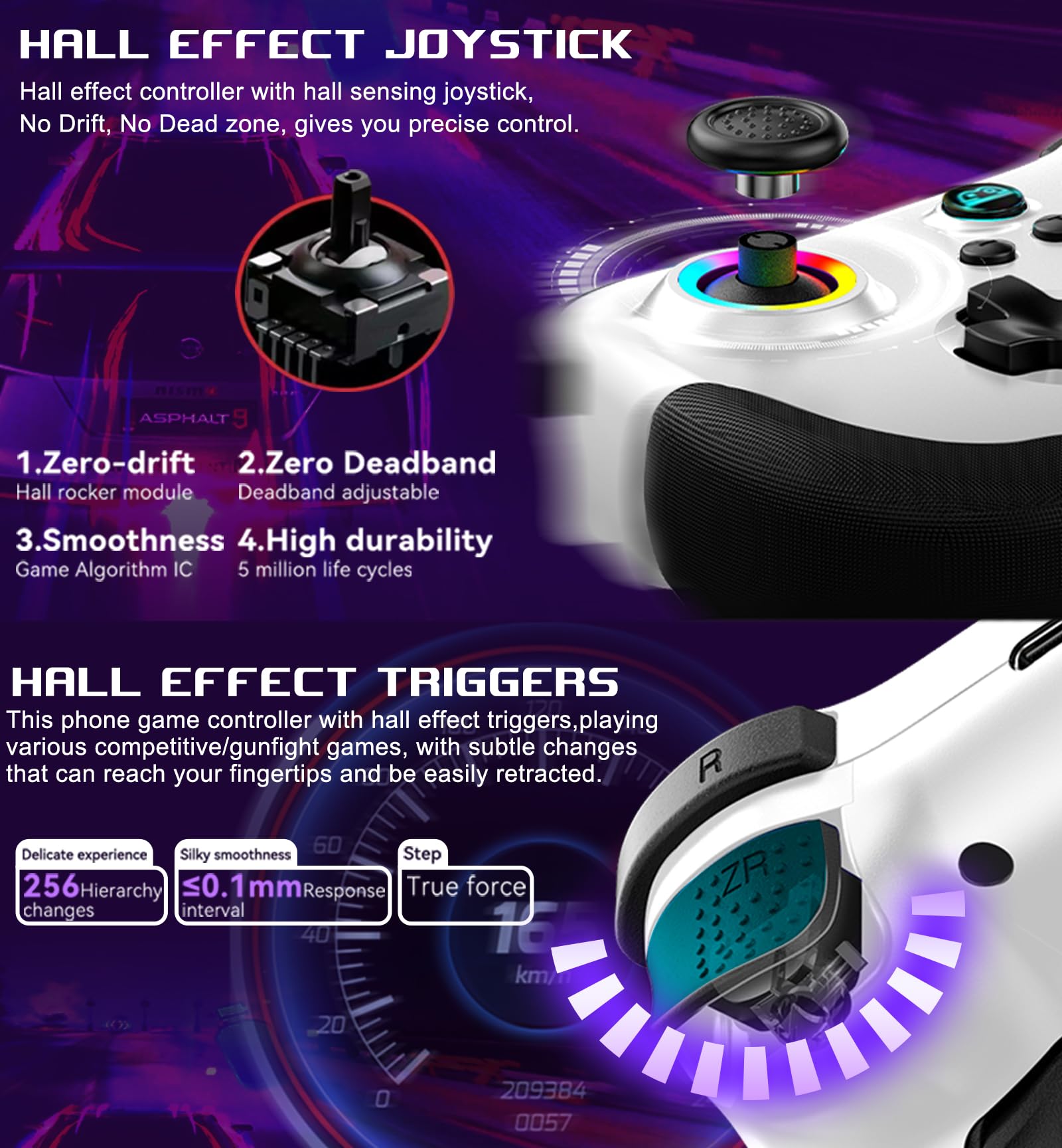 Hall Effect Joystick Wireless Gaming Controller - Universal Gamepad For ...