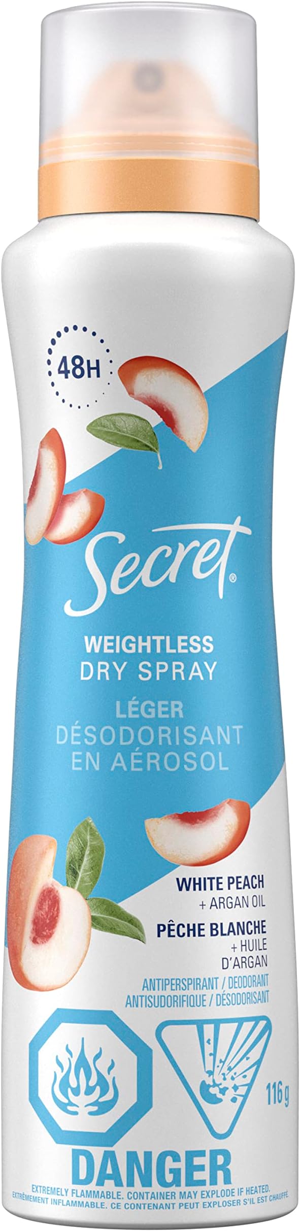 Secret Dry Spray Antiperspirant Deodorant, White Peach and Argan Oil, 116g (4.1oz) : Amazon.ca ...