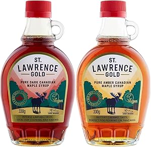 St Lawrence Gold Maple Syrup Combo of Dark and Amber Maple Syrup 250ml- 330g Grade A, 100% Pure ...