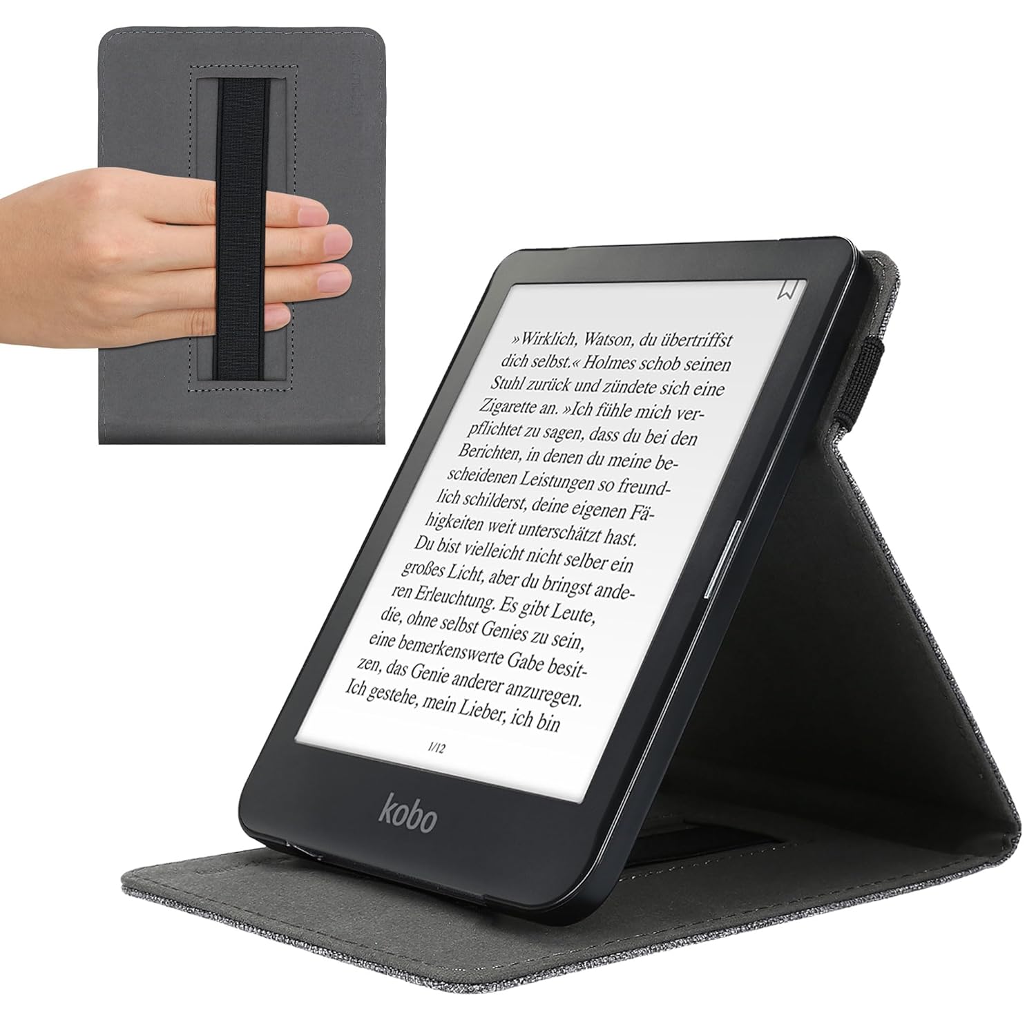 kwmobile Cover for Kobo Clara HD - Fabric e-Reader Case with Built-in ...