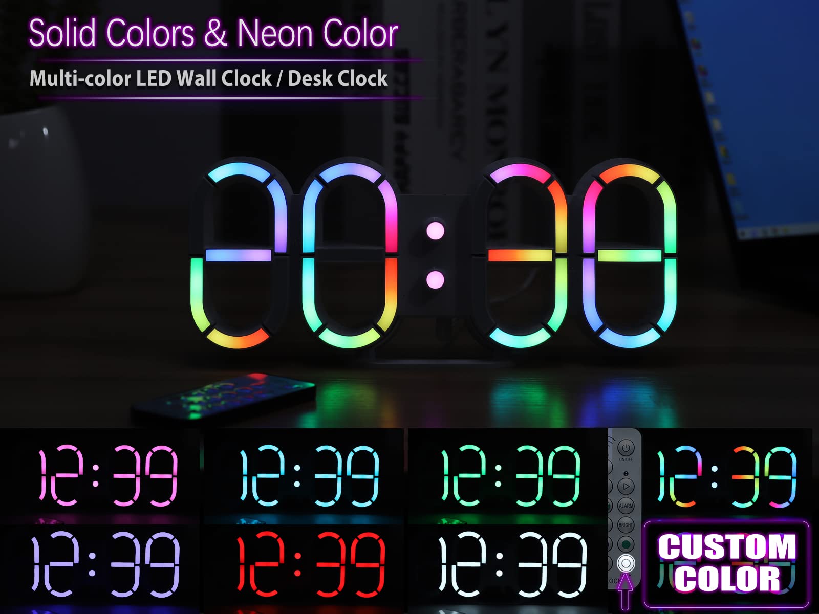 Snapklik.com : KOSUMOSU Digital Clock Neon Wall Clock For Living Room 9 ...