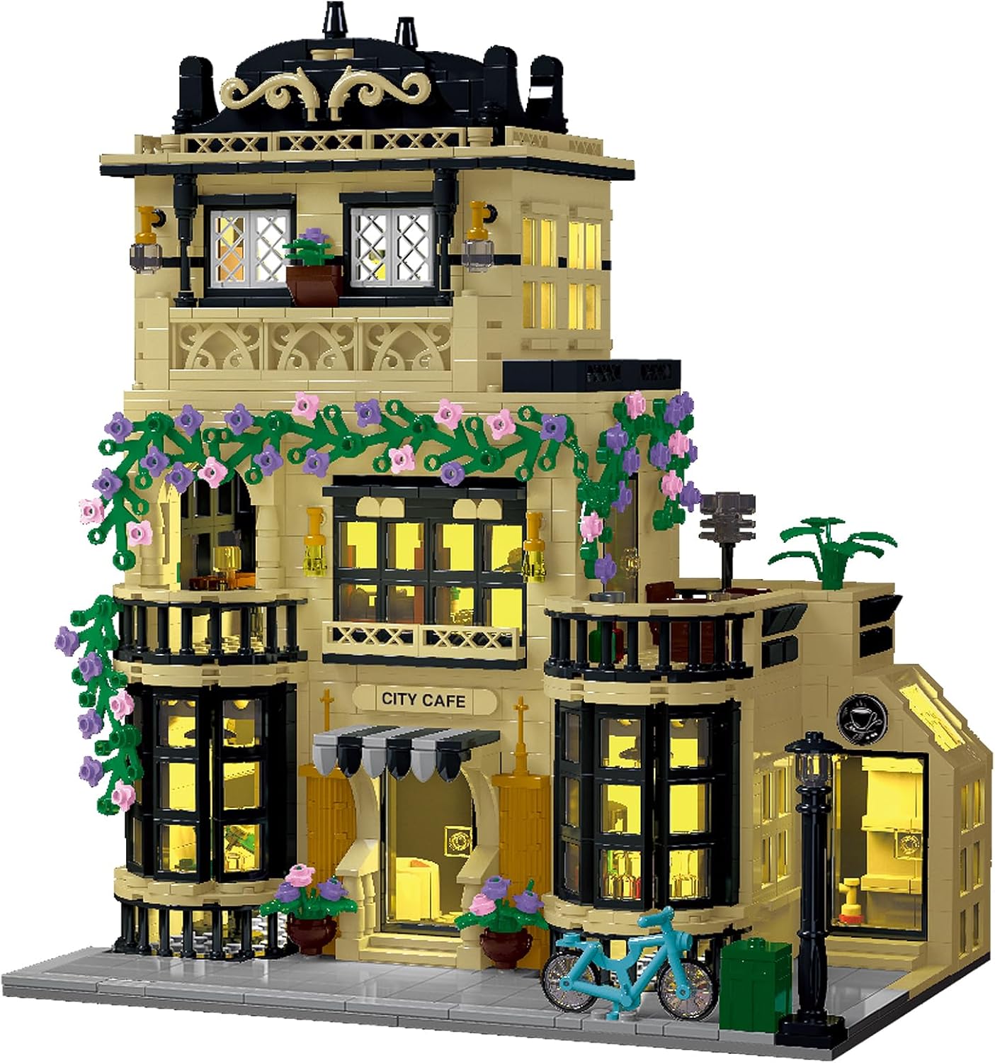 Amazon.com: Kufanda City Coffee Shop Building Block Set, 1443 Pieces ...