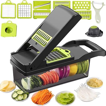 Vegetable Chopper, 12 in 1 Mandoline Slicer Food & Onion Chopper Cuber ...