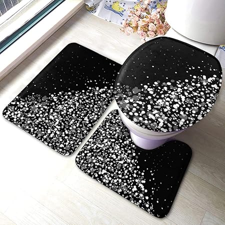 Diamante Sparkle 100% Cotton Heavyweight 2 Piece Bath Mat & Pedestal ...