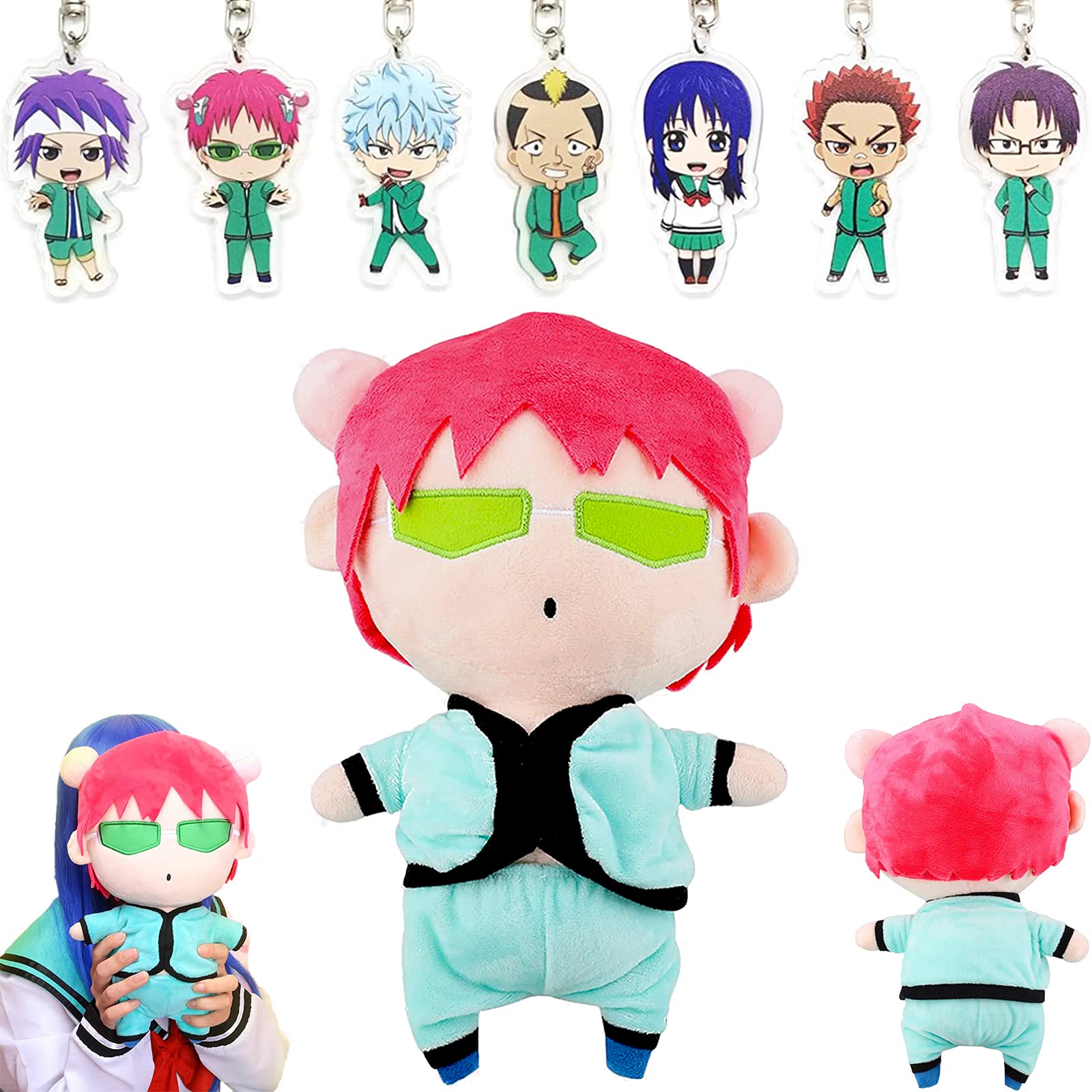 Buy Kusuo Saiki Plush Doll with 7pcs Acrylic Saiki K Keychain Anime The ...