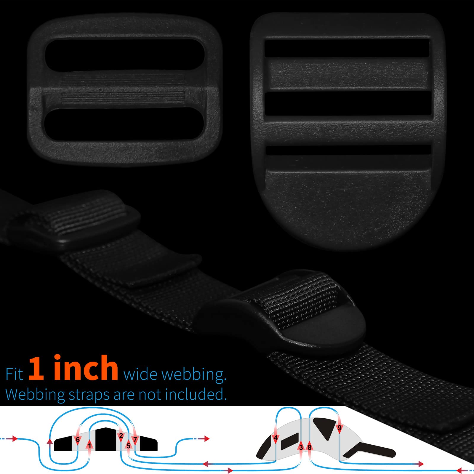 Snapklik.com : Slider Buckle For 1" Webbing: 4 Set Plastic Ladder Lock ...