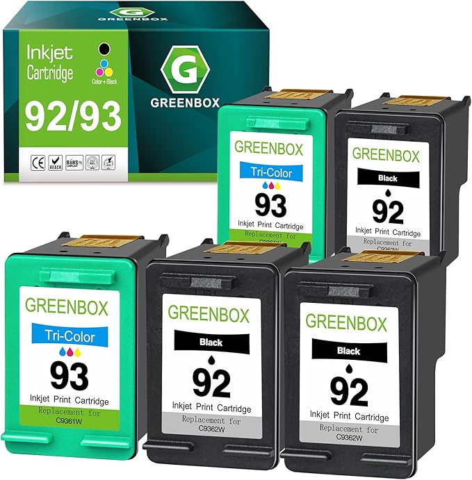 Amazon.com: GREENBOX 92 93 Ink Cartridges Combo Pack C9362WN C9361WN ...