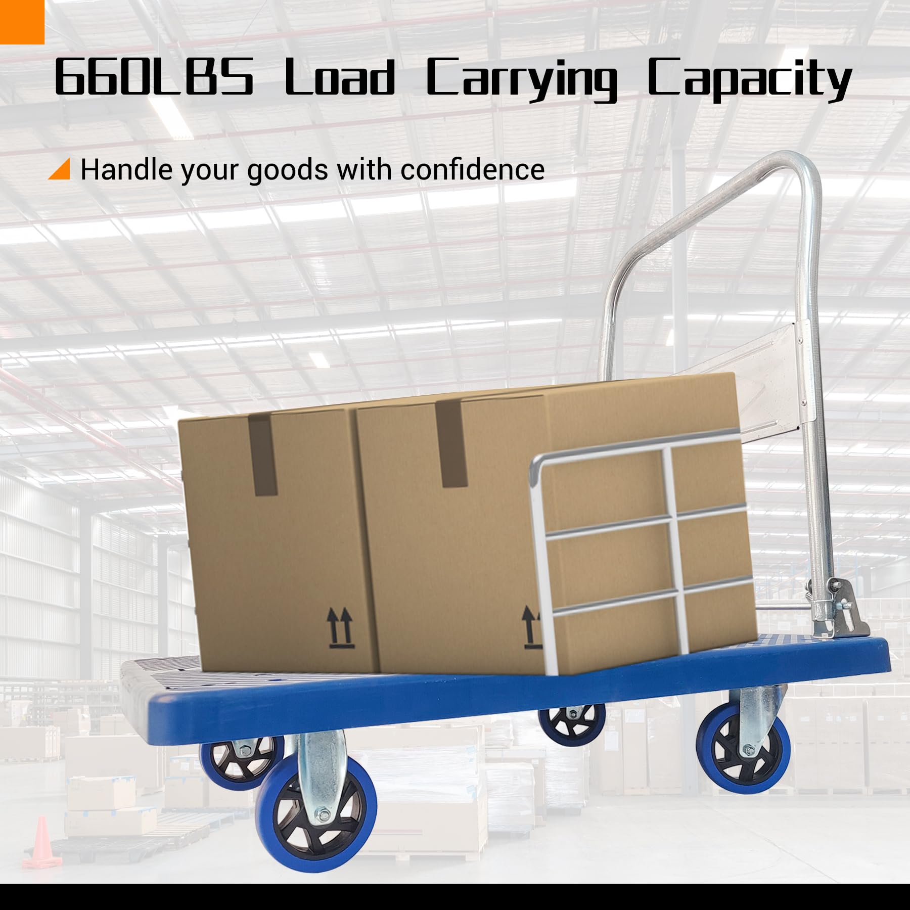 Snapklik.com : Push Cart Dolly 660LBS, Moving Flatbed Cart Folding ...