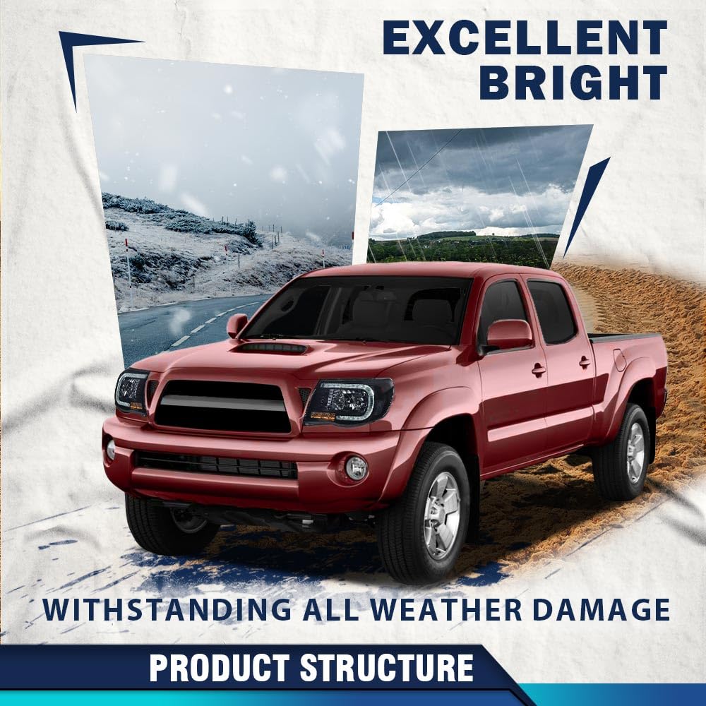 PIT66 LED Tube Projector Headlights Headlamps W/O Bulbs Compatible with ...