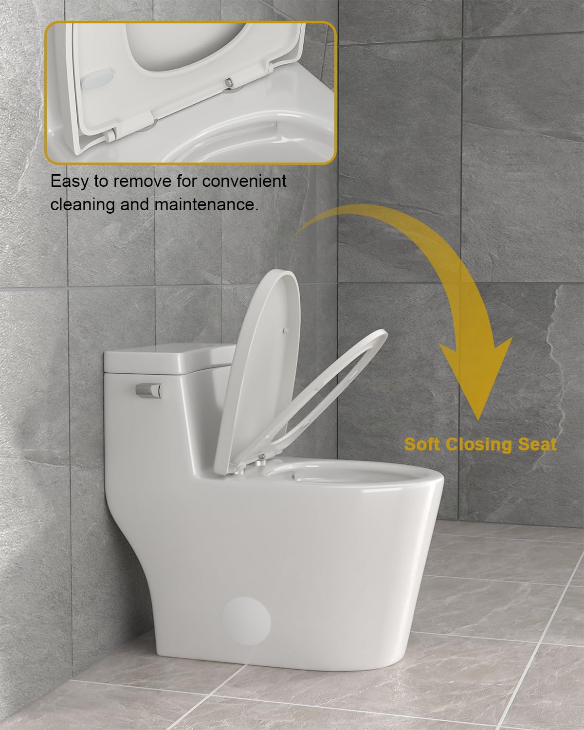 Snapklik.com : Dcolora One Piece Toilet Cyclone Single Flush 1.28 GPF ...