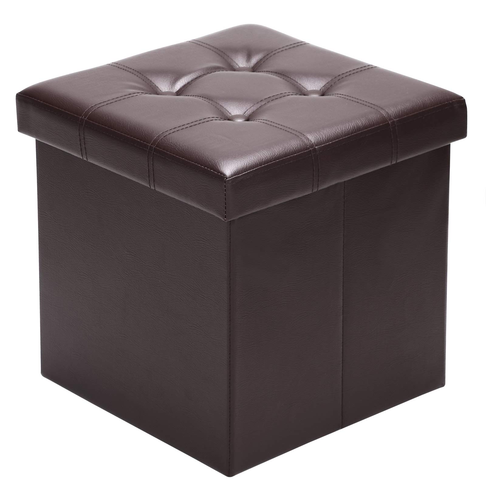 CASARIA® 40cm Square Foldable Stool with Storage Space | Faux Leather ...