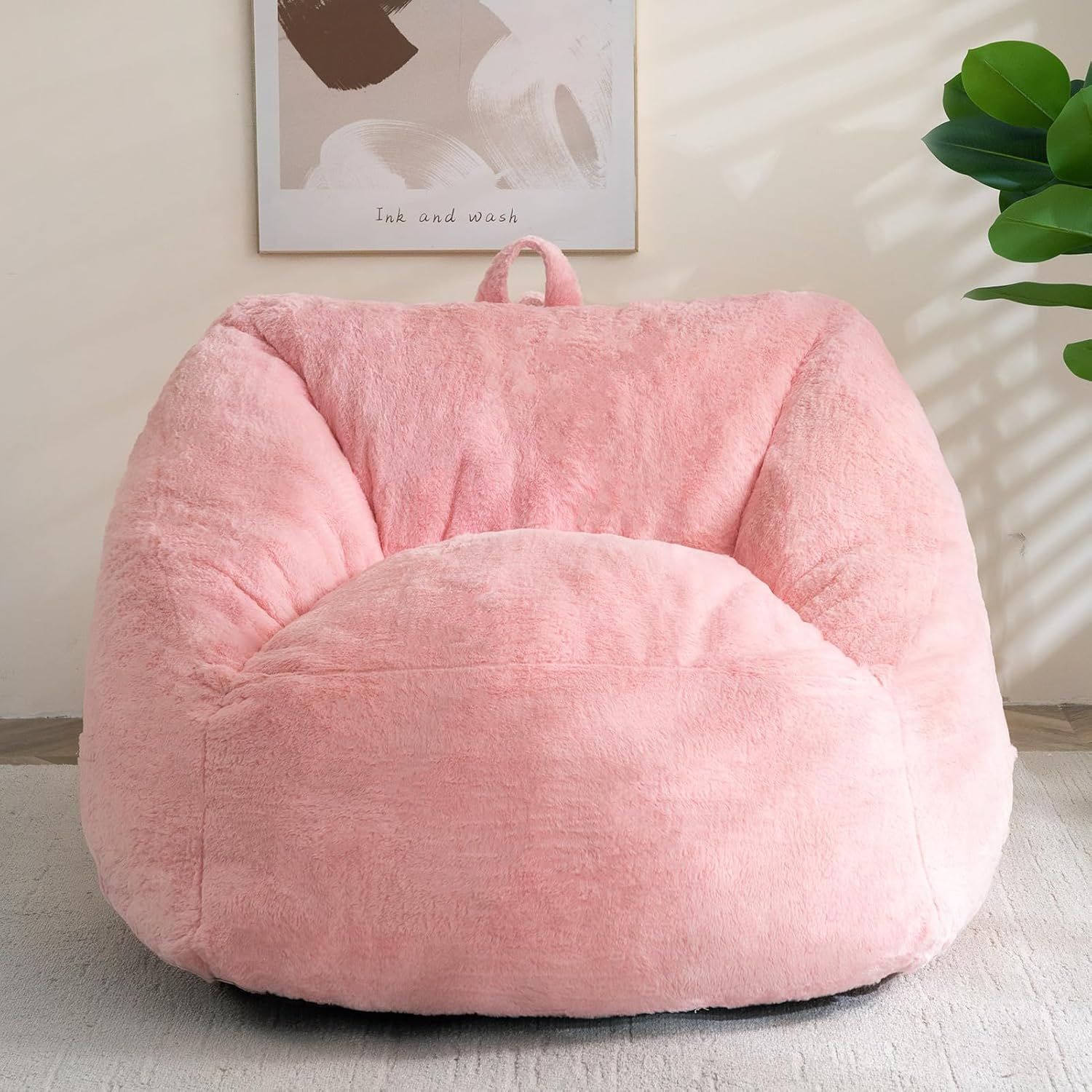Amazon.com: HIGOGOGO Pink Bean Bag Chair for Adults Kids with Armrests ...
