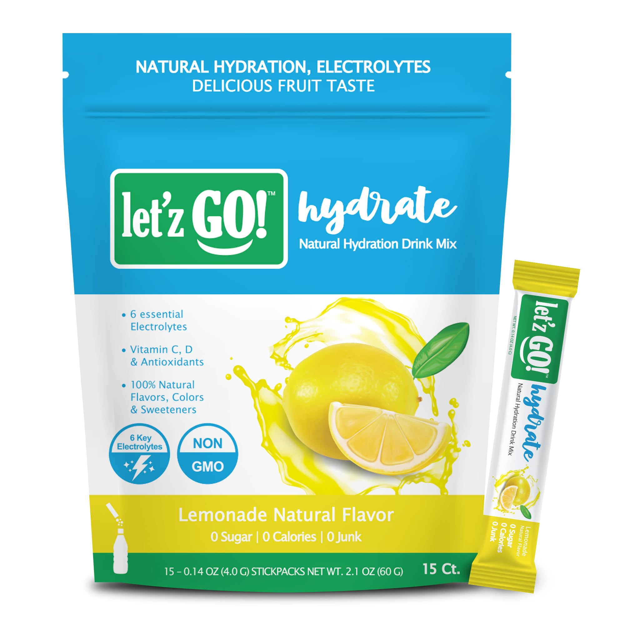 Amazon.com: Let'z Go! Hydrate- Natural Hydration + Electrolyte Drink ...