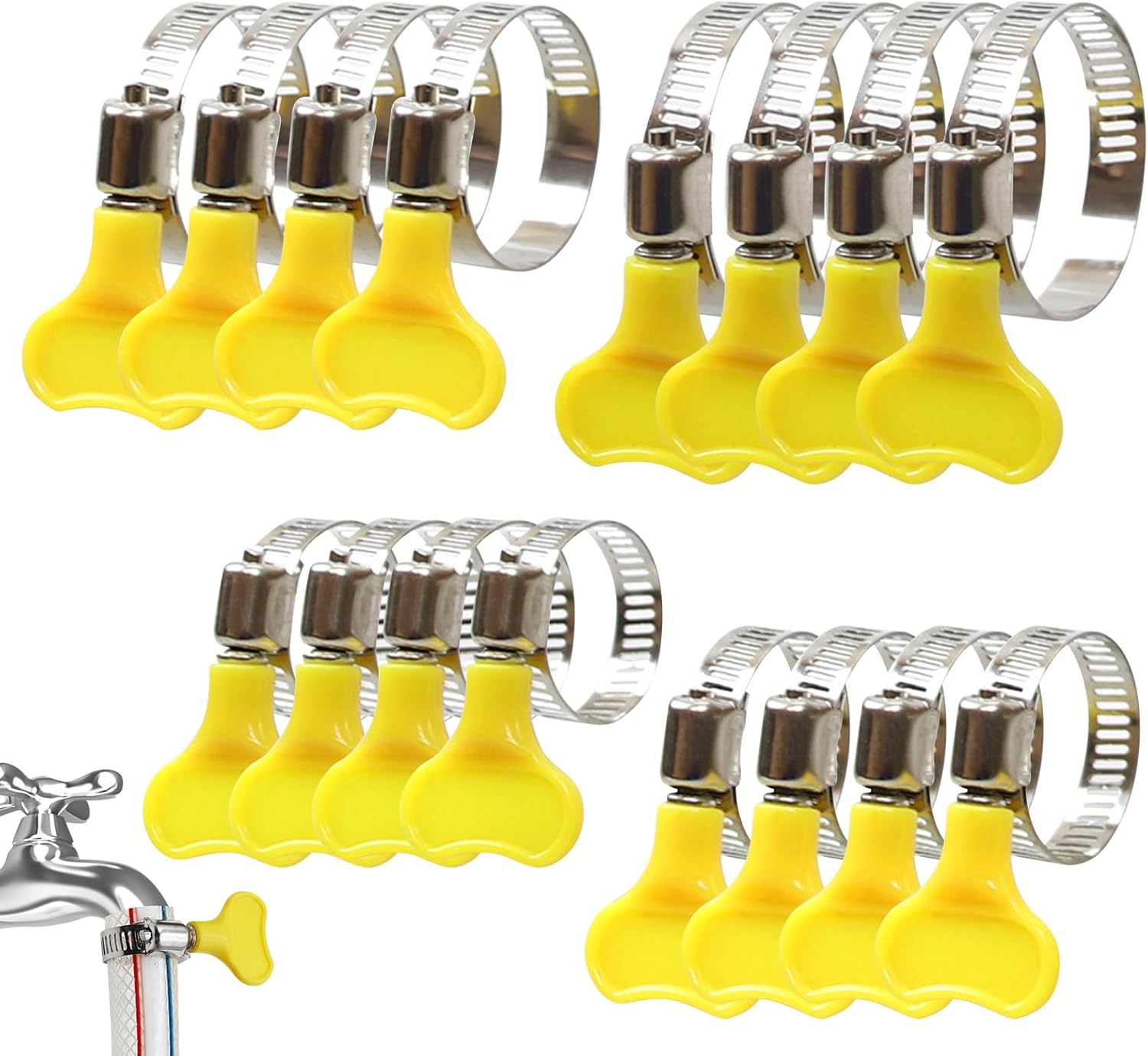 Stainless Steel Tightening Pipe Clips, 16PCs Hose Clips Set 4 Size Hose ...