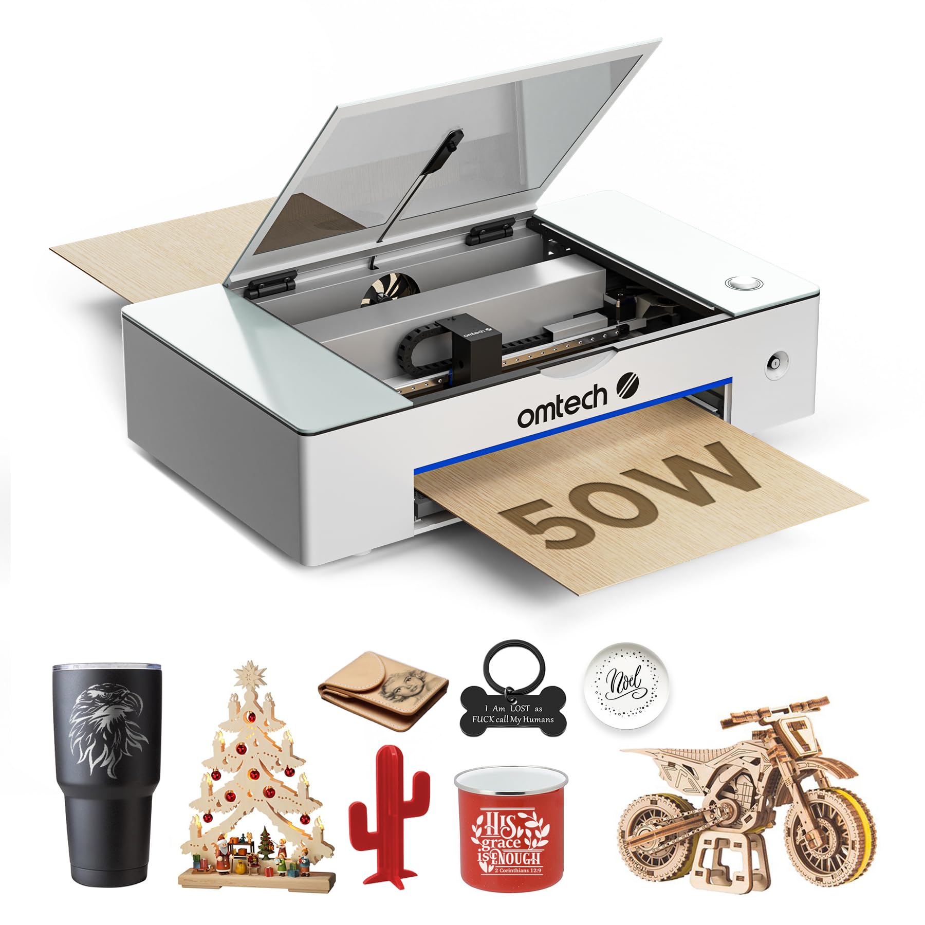 Amazon.com: OMTech 50W CO2 Laser Engraving Machine, 12x20 Desktop Laser ...